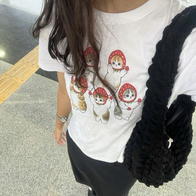 Jual mofusand strawberry baby tee coquette cat cute soft aesthetic ...