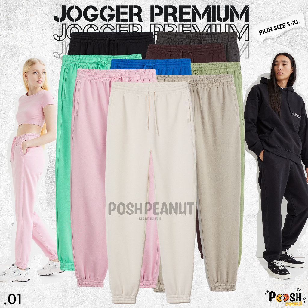 Jual [POSH] CELANA JOGER SWEATPANTS JOGGER FLEECE PRIA WANITA PANJANG TRAINING OLAHRAGA JUMBO ...