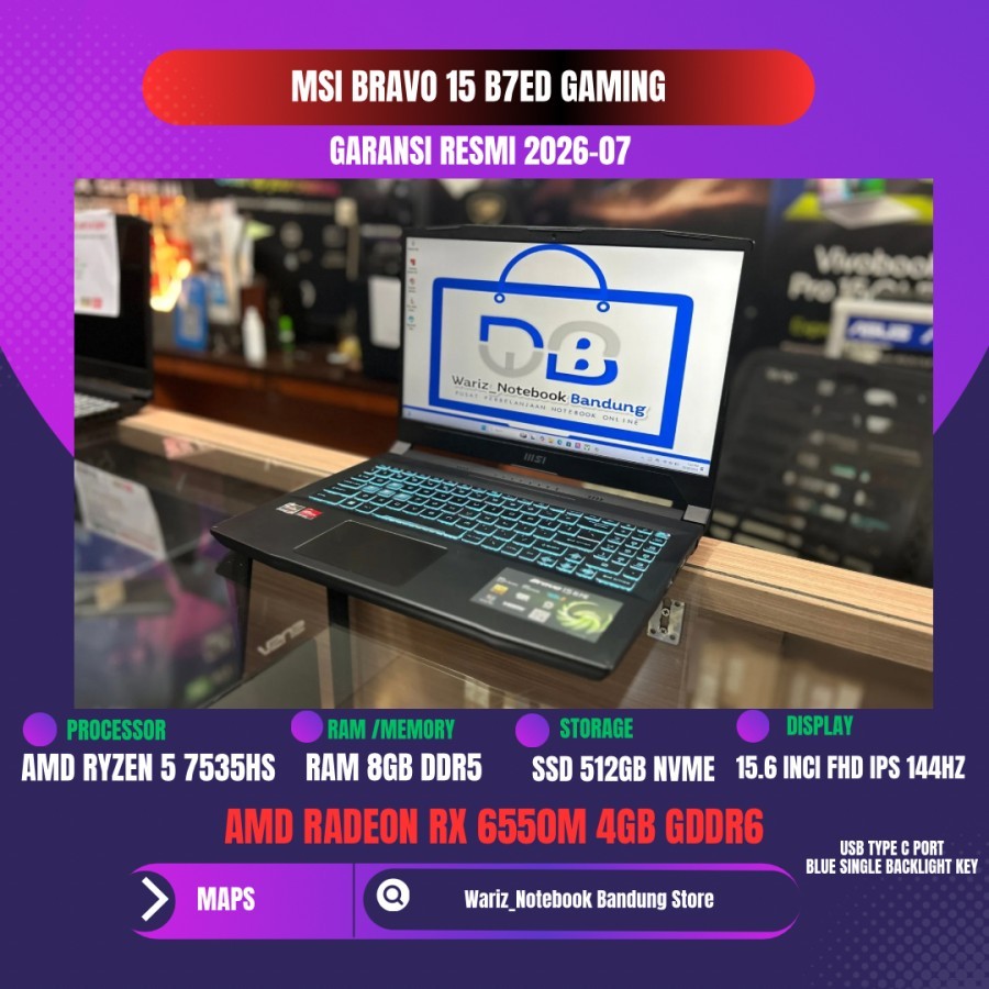 Jual MSI BRAVO 15 B7ED RYZEN 5 7535HS RAM 8GB SSD 512GB AMD RADEON RX ...
