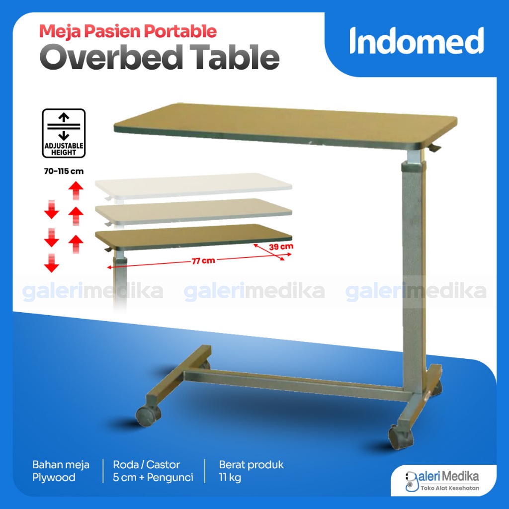 Jual Meja Pasien Indomed Overbed Table / Meja Makan Pasien Portable ...