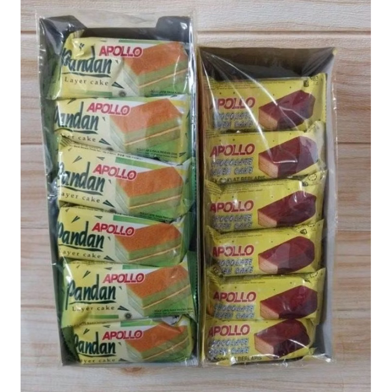 Jual APOLLO LAYER CAKE / BOLU LAPIS RASA COKLAT DAN PANDAN ISI 24 PCS ...