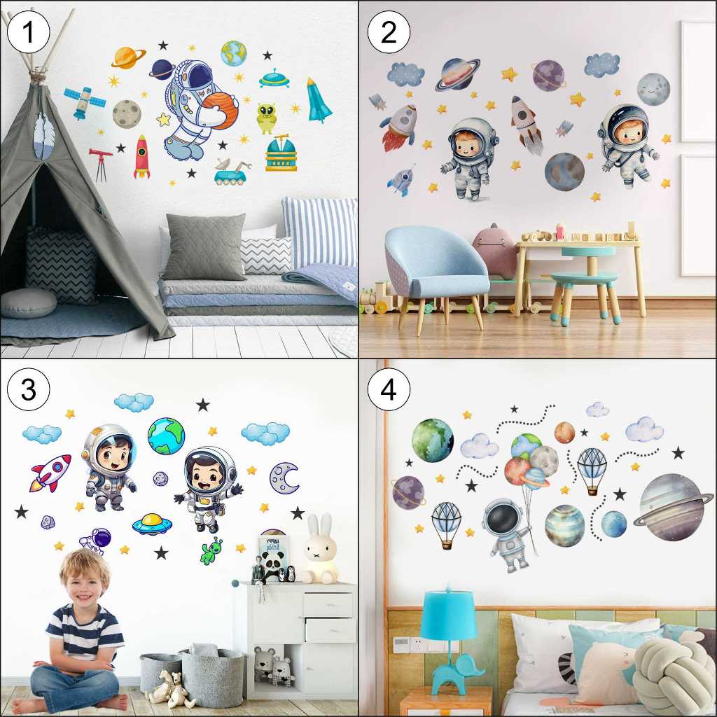 Jual Ready Stok Sticker Dekorasi Kamar Anak Astronot Wall Sticker Keren ...