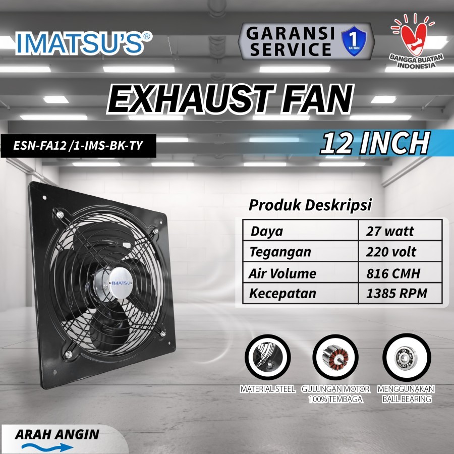 Jual IMATSU'S Exhaust Fan Dinding Standard ESN-FA12/1-IMS-BK-TY ukuran ...