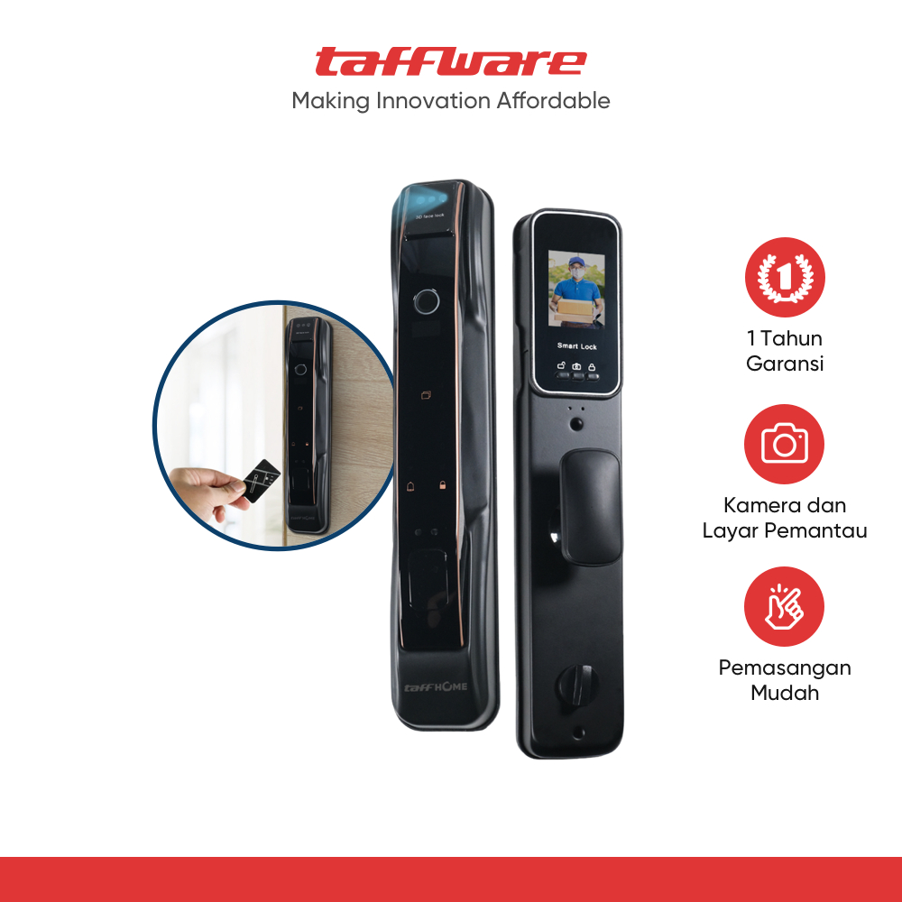 Jual TaffHOME Smart Door Lock Face Recognition Fingerprint Password Card - AX024 | Shopee Indonesia