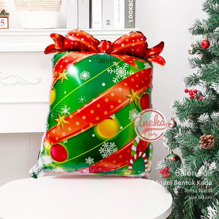 Jual Balon foil kado natal / balon gift natal / balon pesta tema natal ...