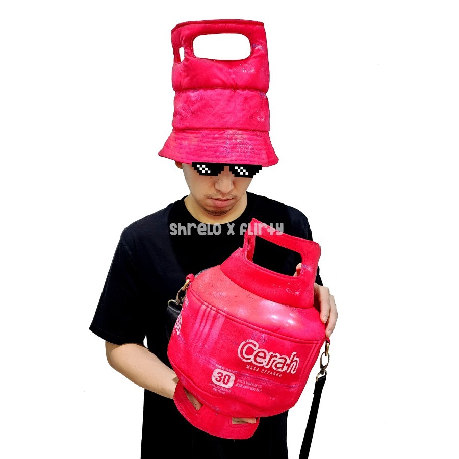 Jual Topi Bucket Hat Tabung Gas LPG Elpiji Pink Magenta Cerah Live Tok ...