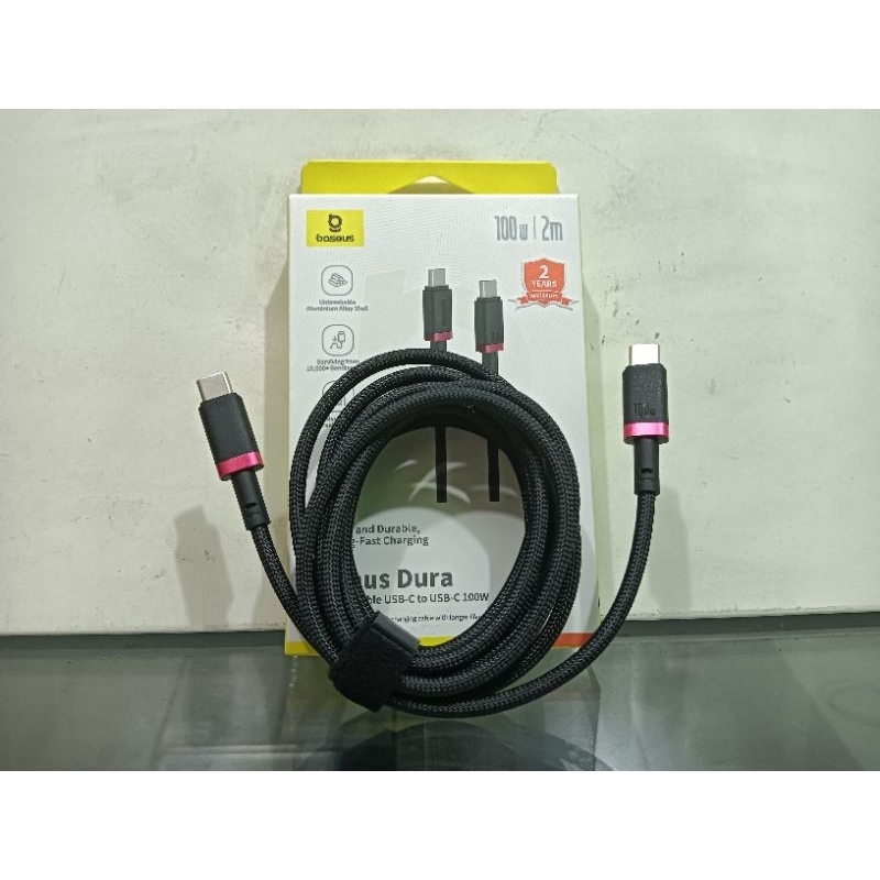 Jual BASEUS DURA 100W 2 Meter Kabel Data Type-C To Type-C | Shopee ...