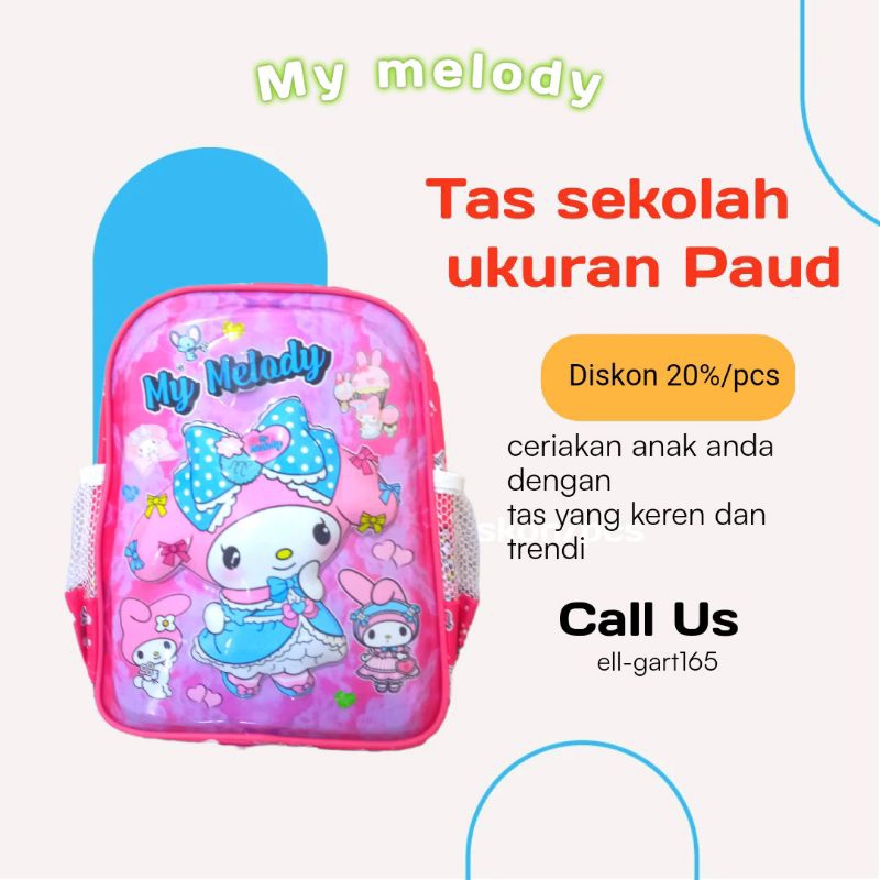 Jual Tas Anak sekolah Paud perempuan my melody warna pink dilengkapi ...