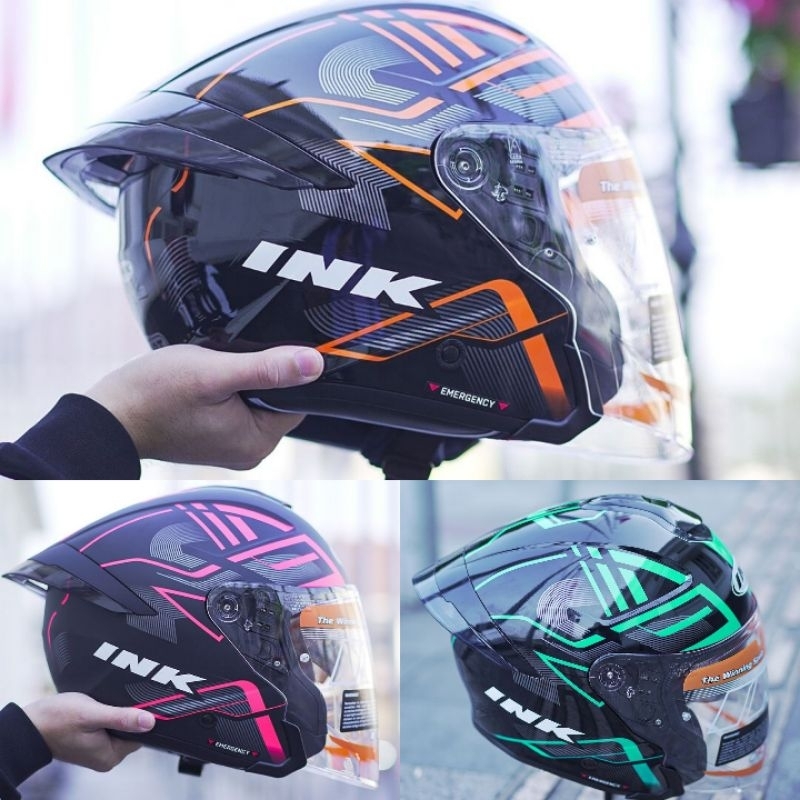 Jual INK TERRA 2 MOTIF #1 ORIGINAL | DOUBLE VISOR | HELM HALF FACE NEW ...