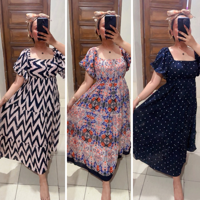 Jual ALFAZZA BELLA DRESS MIDI WANITA RAYON VISCOSE MOTIF CASUAL BAJU ...