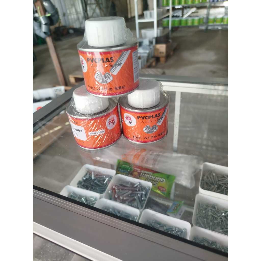 Jual Lem pvc plas , lem pipa kaleng fox 100 gram | Shopee Indonesia