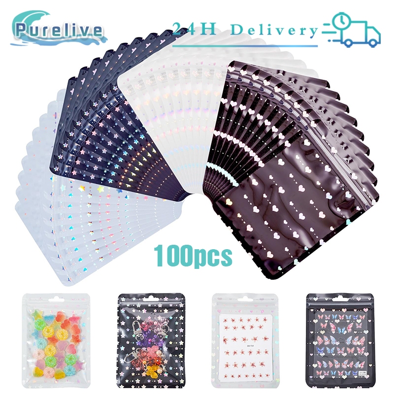 Jual 100pcs Plastik Ziplock Star Fancy Plastik Ziplock Hologram Hati ...