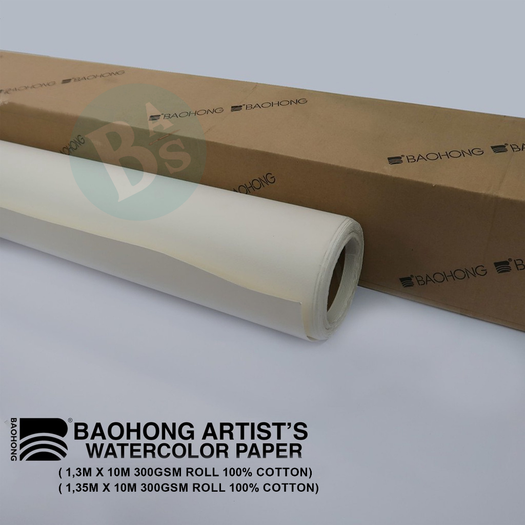 Jual Watercolor Paper ROLL Baohong Artists ( 1,3m X 10m ) & ( 1,35m X ...
