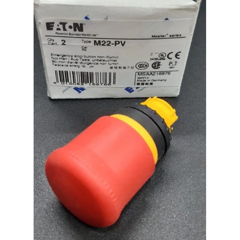 Jual EATON M22-PV 216876 Emergency Stop, Pull to Release, Red-Yellow, Mushroom Shaped 38mm EATON ...