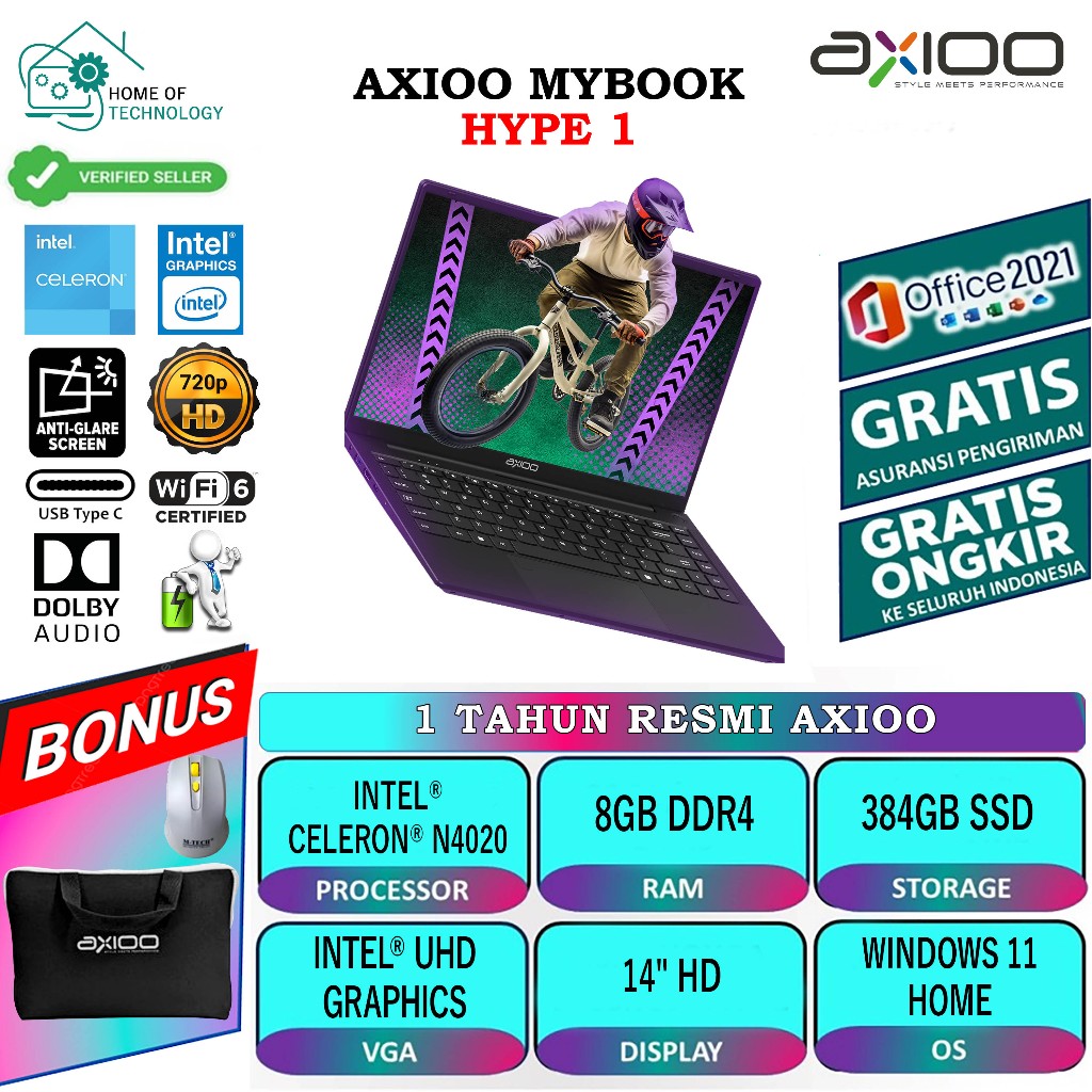 Jual [FREE MOUSE KEREN] Laptop Baru Axioo Mybook Hype 1 Intel N4020 Ram ...
