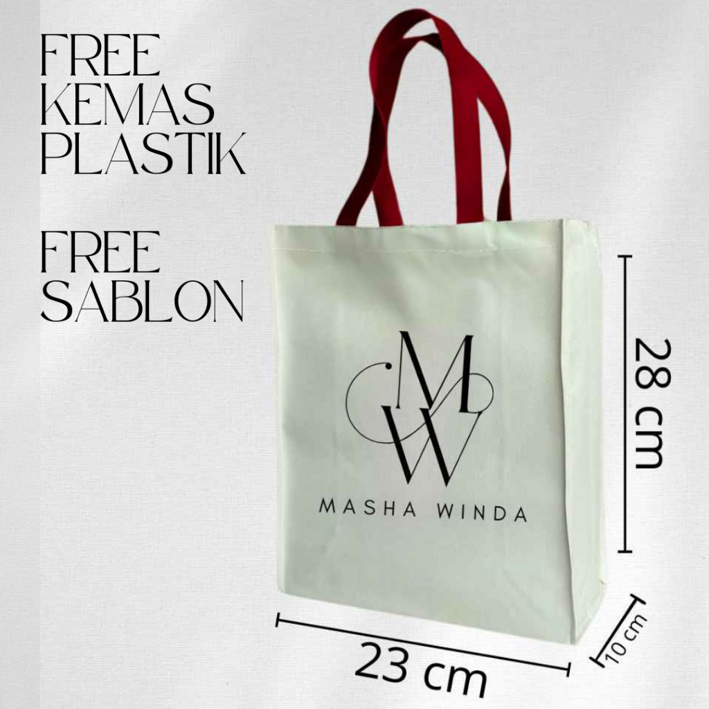 Jual FREE LOGO ! Goodie Bag / Totebag Custom 28x10x23 Grosir souvenir ...