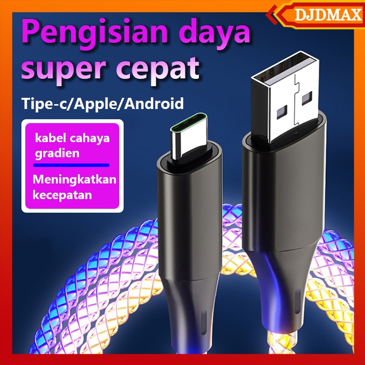 Jual DJDMax Kabel Data RGB LED Type C Micro Usb Lightning Iphone Fast ...