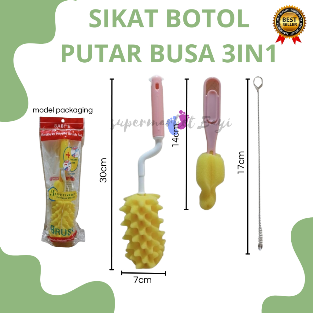 Jual SIKAT BOTOL BUSA 3 IN 1 30X7CM / SIKAT PEMBERSIH BOTOL SUSU BAYI ...