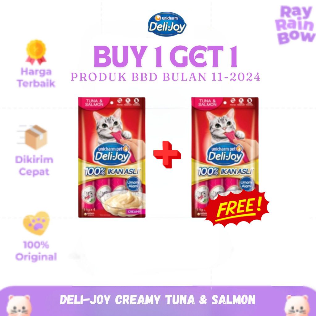 Jual Deli-Joy Snack Kucing Basah 14g - Creamy Rasa Tuna & Salmon ...