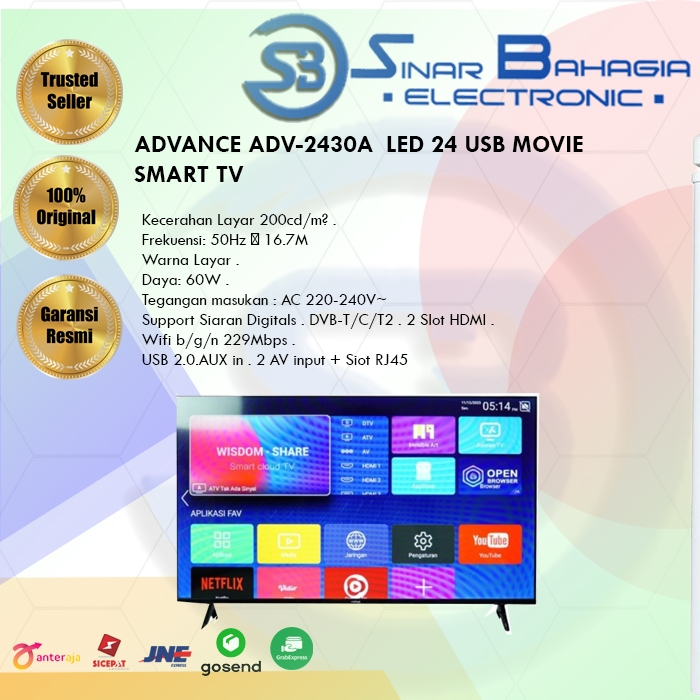 Jual ADVANCE ADV-2430A LED 24 USB MOVIE SMART TV (NEW) (BANDUNG AREA ...