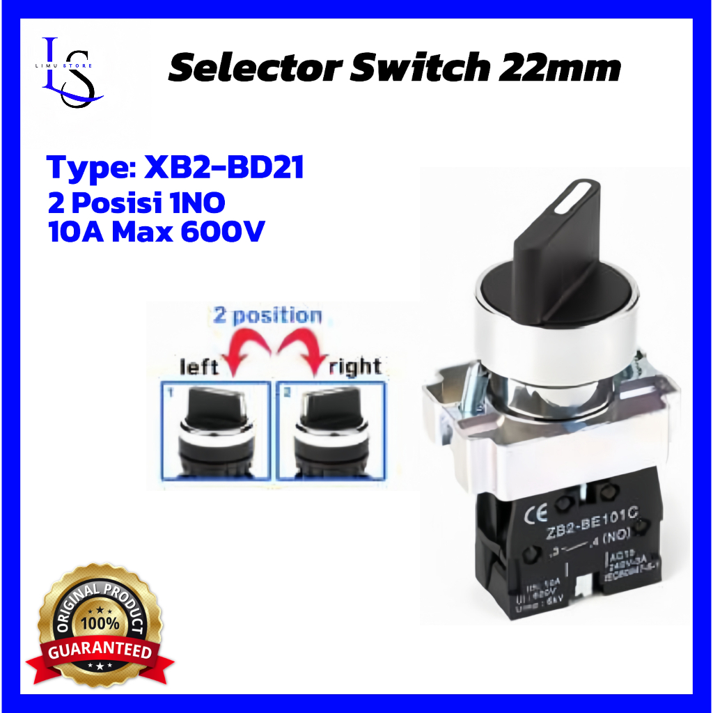 Jual Selector Switch 22mm XB2-BD21 2Posisi 1NO 10A 600V | Shopee Indonesia