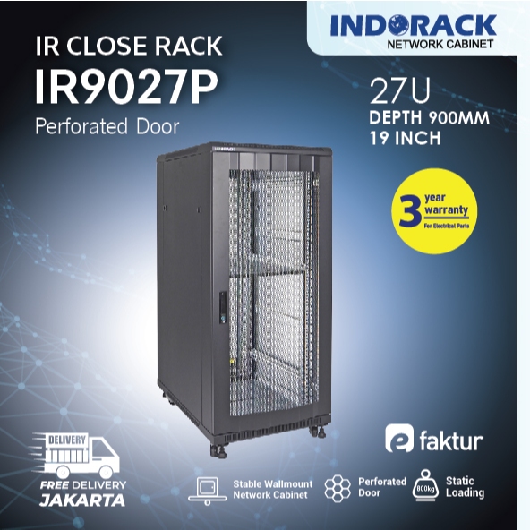 Jual Rack Server INDORACK Perforated Door Close Rak 27U Depth 900mm ...