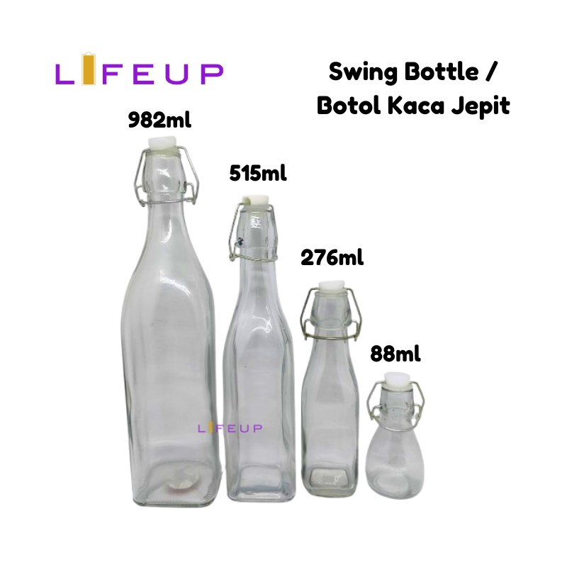 Jual BOTOL KACA JEPIT / SWING BOTTLE white/Glass Bottle /swing Bottle ...