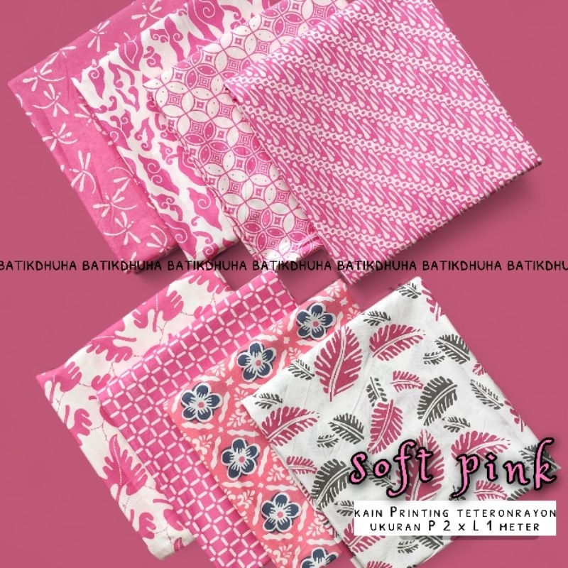 Jual Kain Batik Print Warna Soft Pink Putih Batik Pink Teteronrayon ...