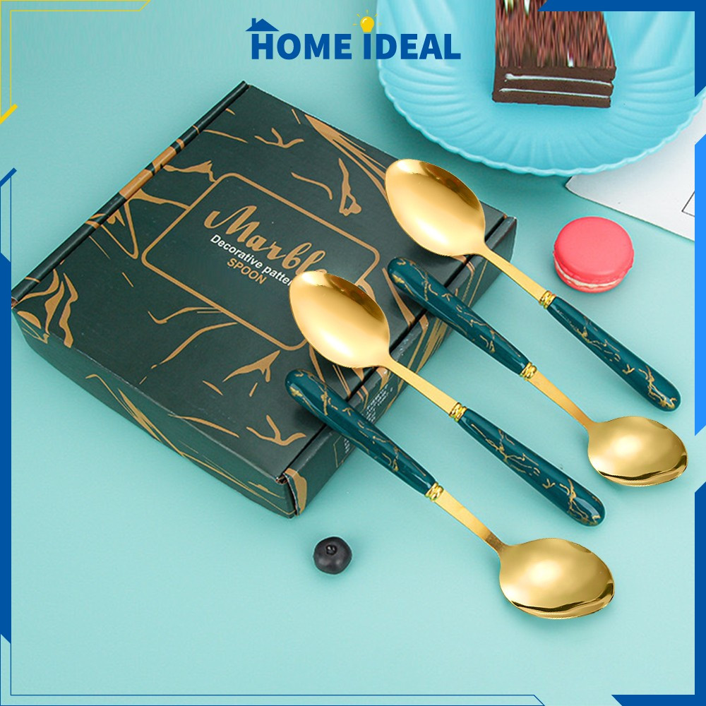 Jual Alat Makan 1 Set Isi 6pcs Sendok Marble Free Box / Sendok Sultan ...