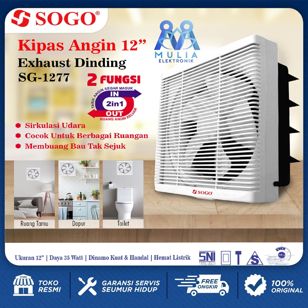 Jual Exhaust / Hexos / Heksos Fan SOGO SG 1277 Wall Fan Kipas Dinding ...