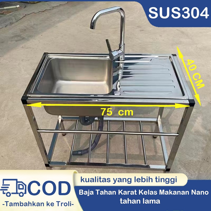 Jual Stainless Steel 7540 meja cuci piring / SUS 304 Wastafel 7540 Bak ...