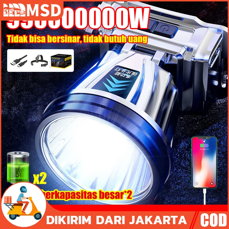 Jual Senter kepala super terang Senter Kepala Led LED senter super terang Terang Anti Air type-c ...