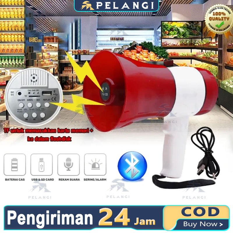 Jual Megaphone Bluetooth U Disk Recording Alert 5W - Pengeras Suara ...