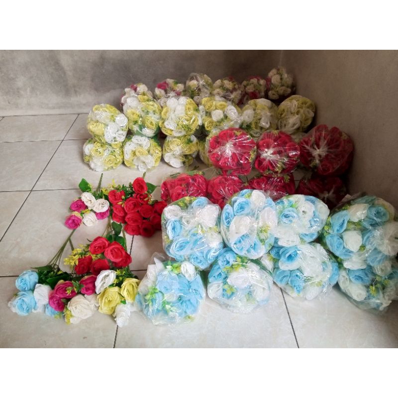 Jual Paket Rose mawar mekar biru tosca 10lusin bunga dekorasi lengkap ...