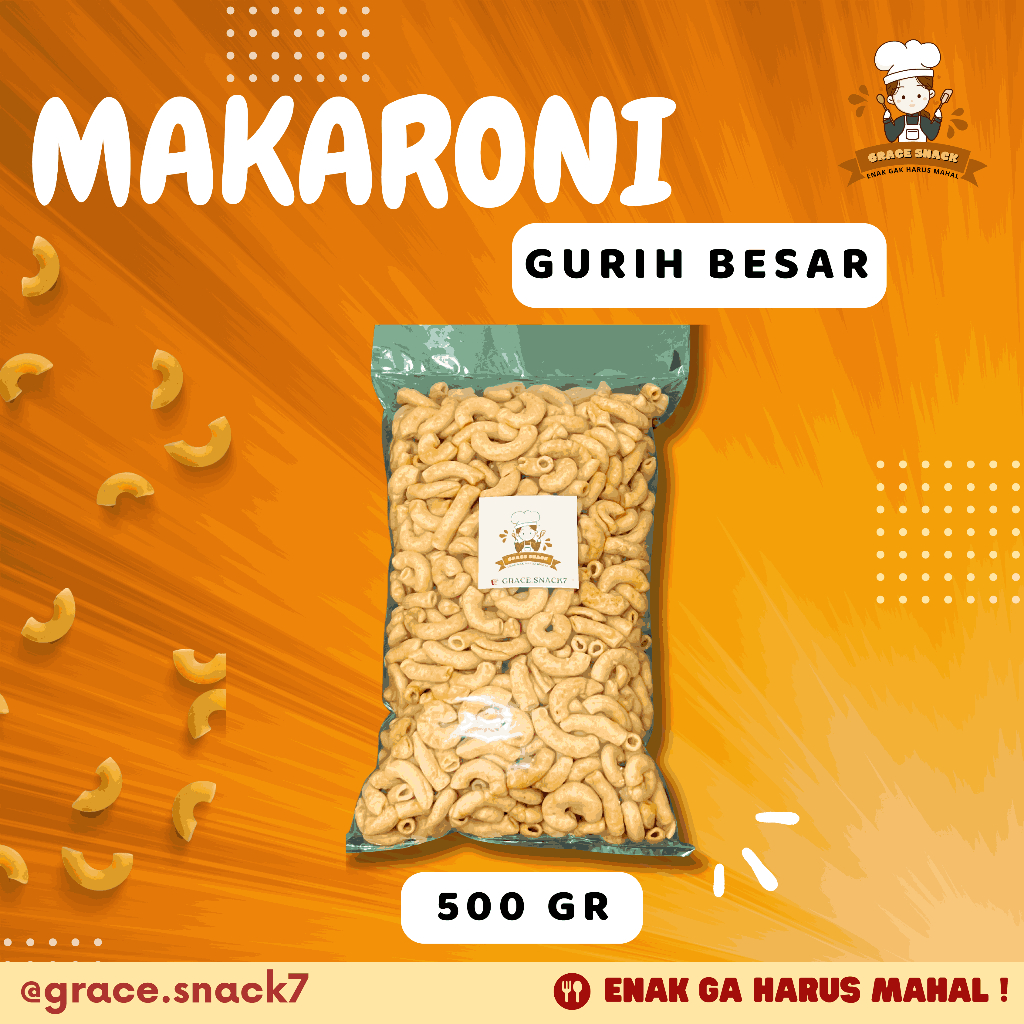 Jual MAKARONI GURIH BESAR 500 GR - Grace Snack | Shopee Indonesia
