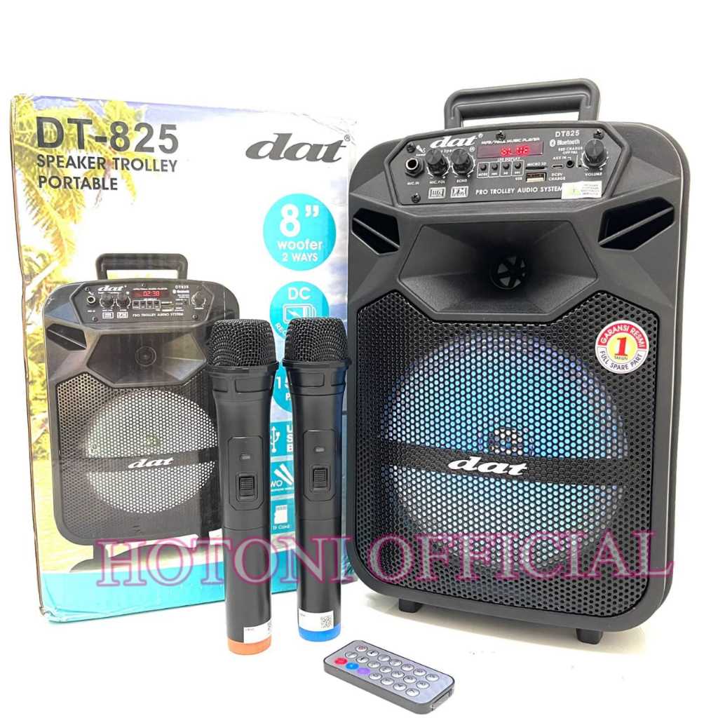Jual Speaker Portable Wireless Dat DT 825 8inch Original Bluetooth - USB Dat825 Free 2bh Mic ...