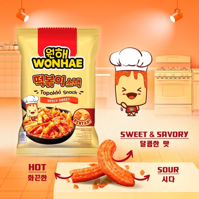 Jual Wonhae Topokki Snack Sweet & Spicy / Creamy Rose 80gr | Shopee ...