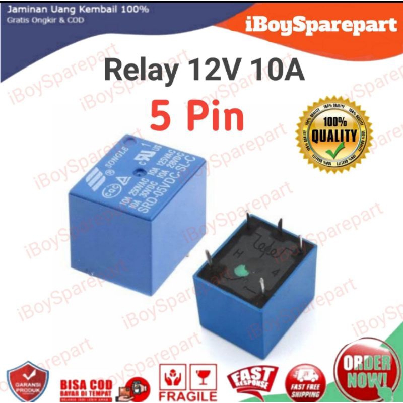 Jual Relay 12V 10A 5 Pin Module For Arduino | Shopee Indonesia