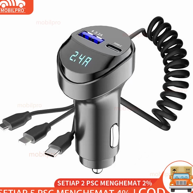 Jual Product Exclusive 31A LED Digital Display Car Charger With 3 in 1 ...