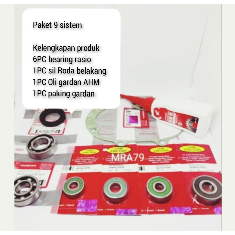 Jual Paket Bearing Rasio Gardan 9pcs KZR Honda Vario 125 fi old Vario ...