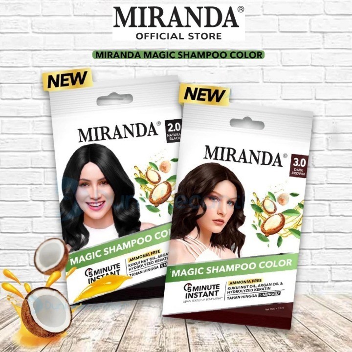 Jual Miranda Magic Shampoo Color Natural Black Dark Brown Pewarna ...