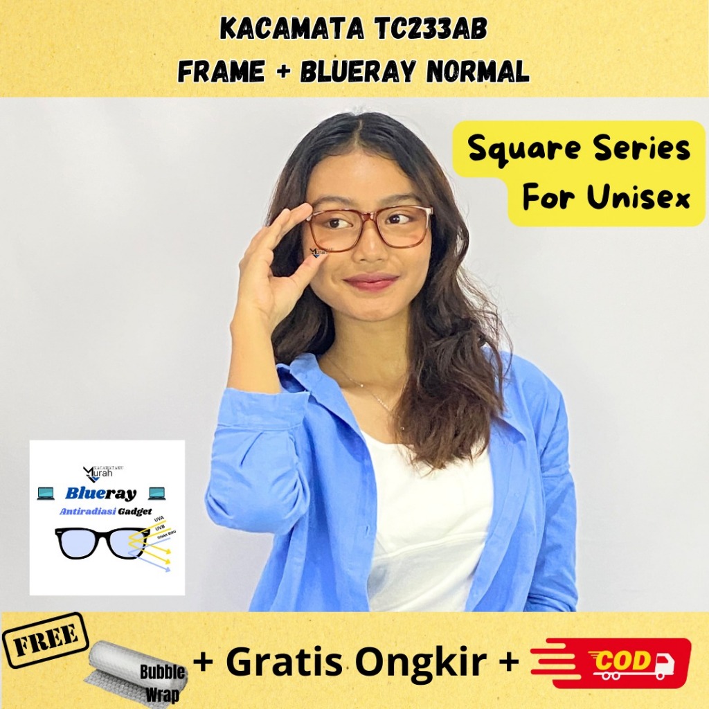 Jual Kacamata Blueray Square Frame Cowo Cewe Couple // Frame Muka Bulat ...