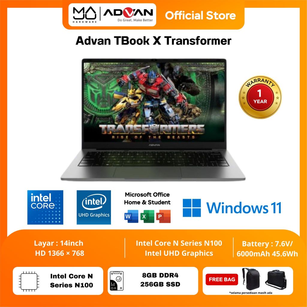 Jual Laptop Advan TBOOK X TRANSFORMER 14 inch Intel N100 4GB / 128GB ...