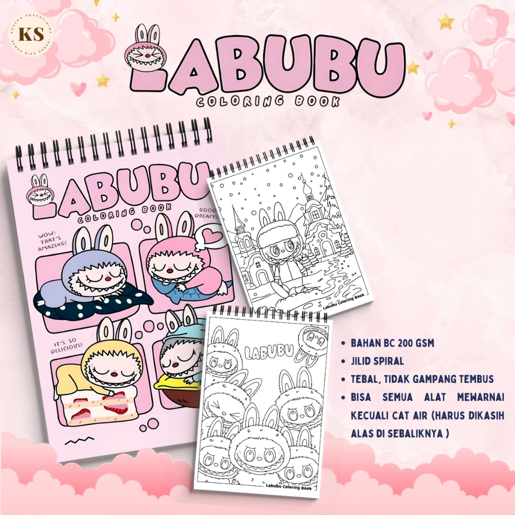 Jual Labubu Coloring Book For Adults And Kids Cozy Healing A4 Tebal ...