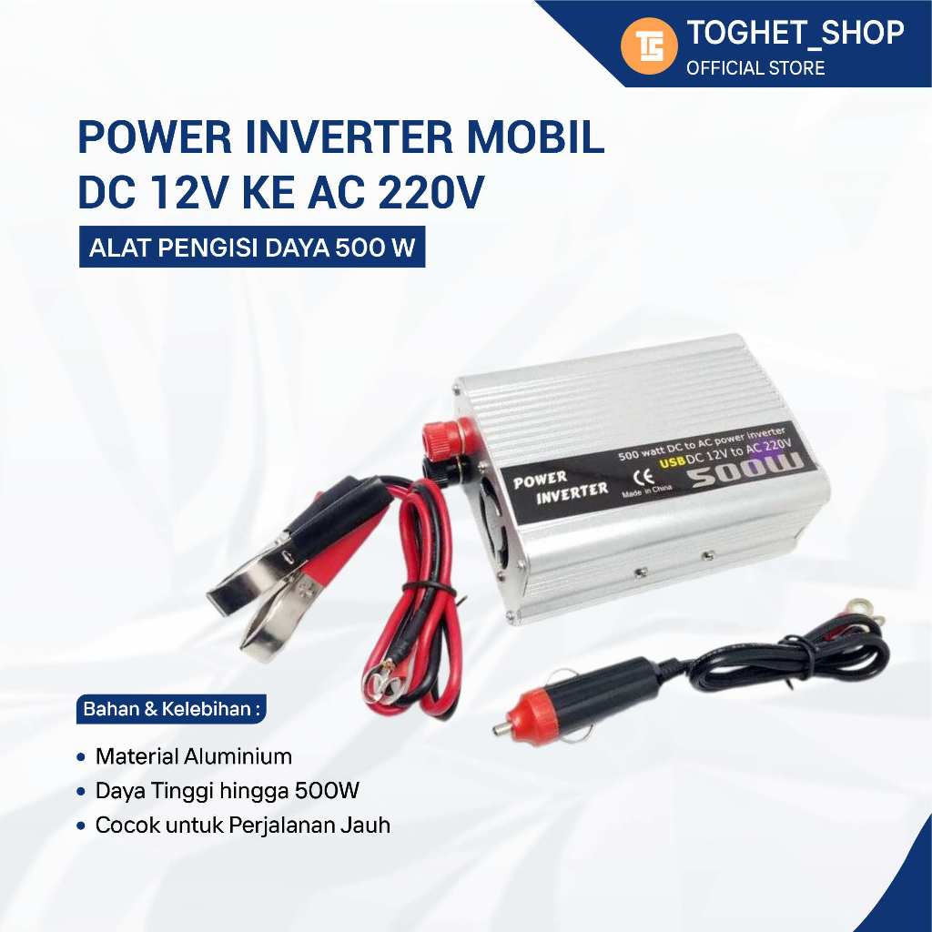 Jual Power Inverter Mobil DC 12V Ke AC 220V 500W Alat Pengisi Daya ...