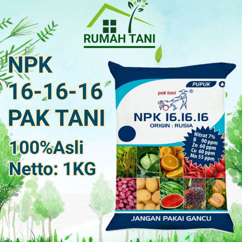 Jual PUPUK NPK 16-16-16 PAK TANI KEMASAN 1KG | Shopee Indonesia