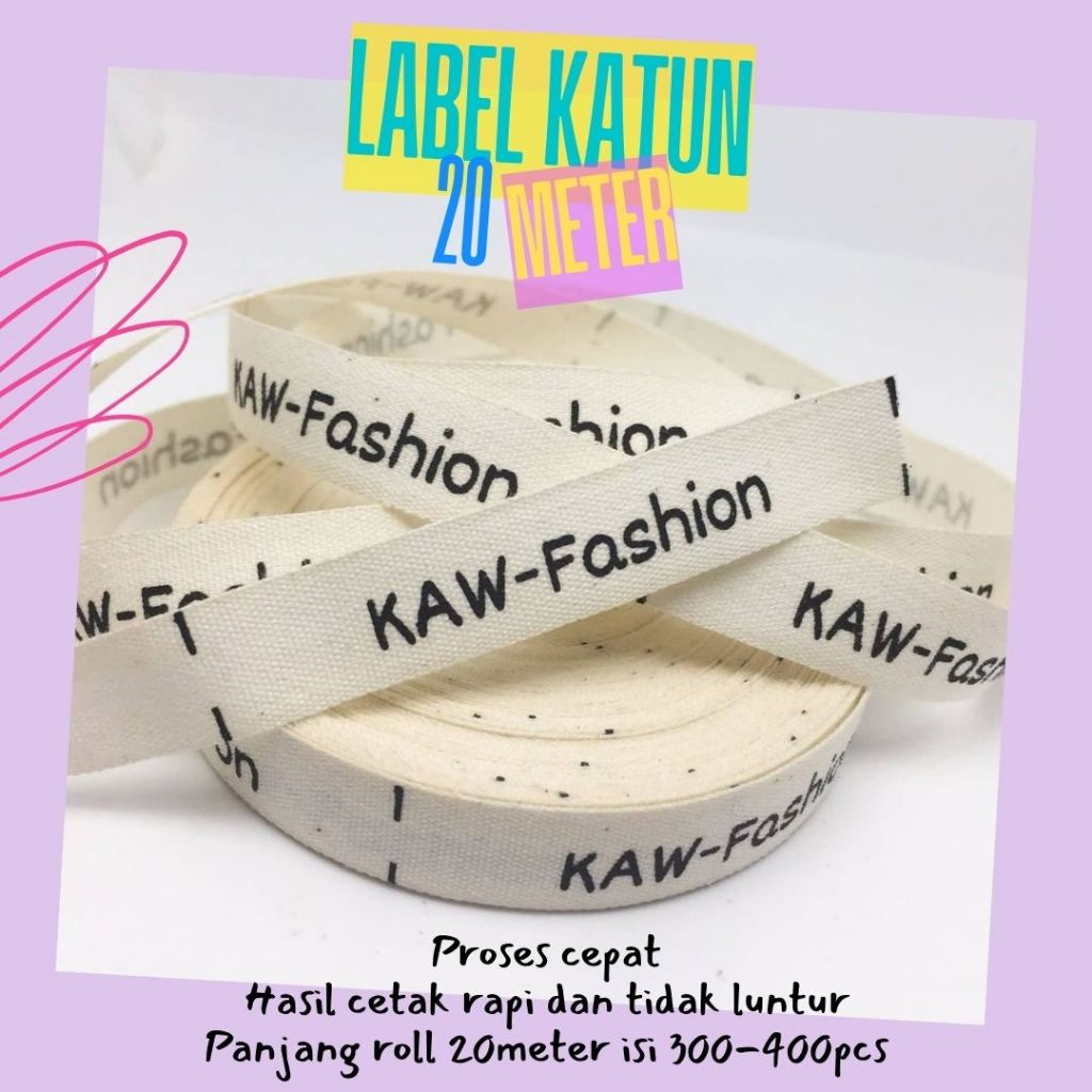 Jual 20meter label katun cream/custom label baju/1,3cm/1,5cm | Shopee ...
