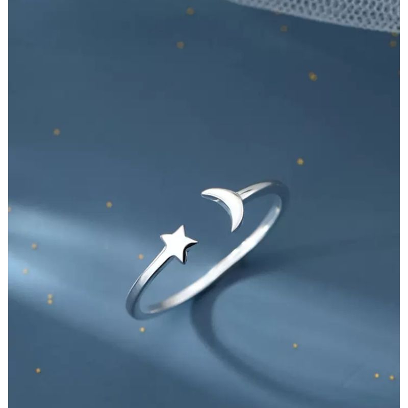 Jual Cincin Motif Bulan Sabit dan Bintang Korean Style Titanium Silver ...