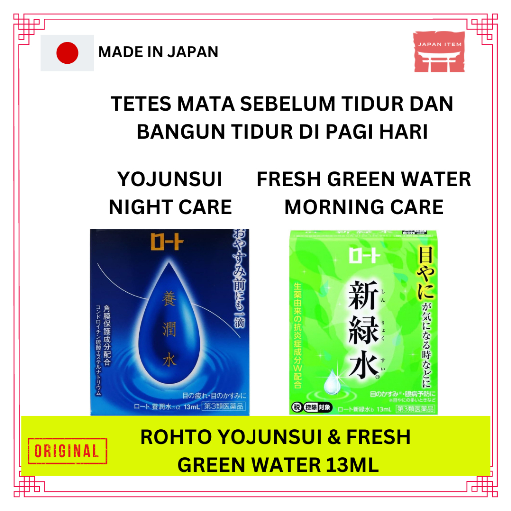 Jual Rohto Yojunsui Night Care & Fresh Green Water eye drops Original ...