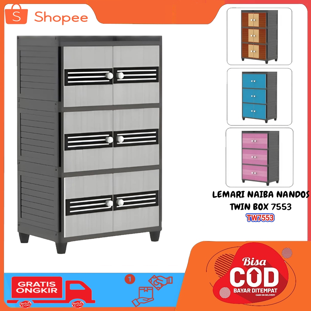 Jual LEMARI NAIBA NANDOS TWIN BOX 7553 TW7553/Bahan Plastik Berkualitas Tinggi/Lemari Naiba Mini ...